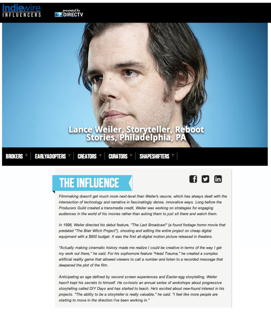 News – story & code – Lance Weiler – working in film, tv, theatre, games